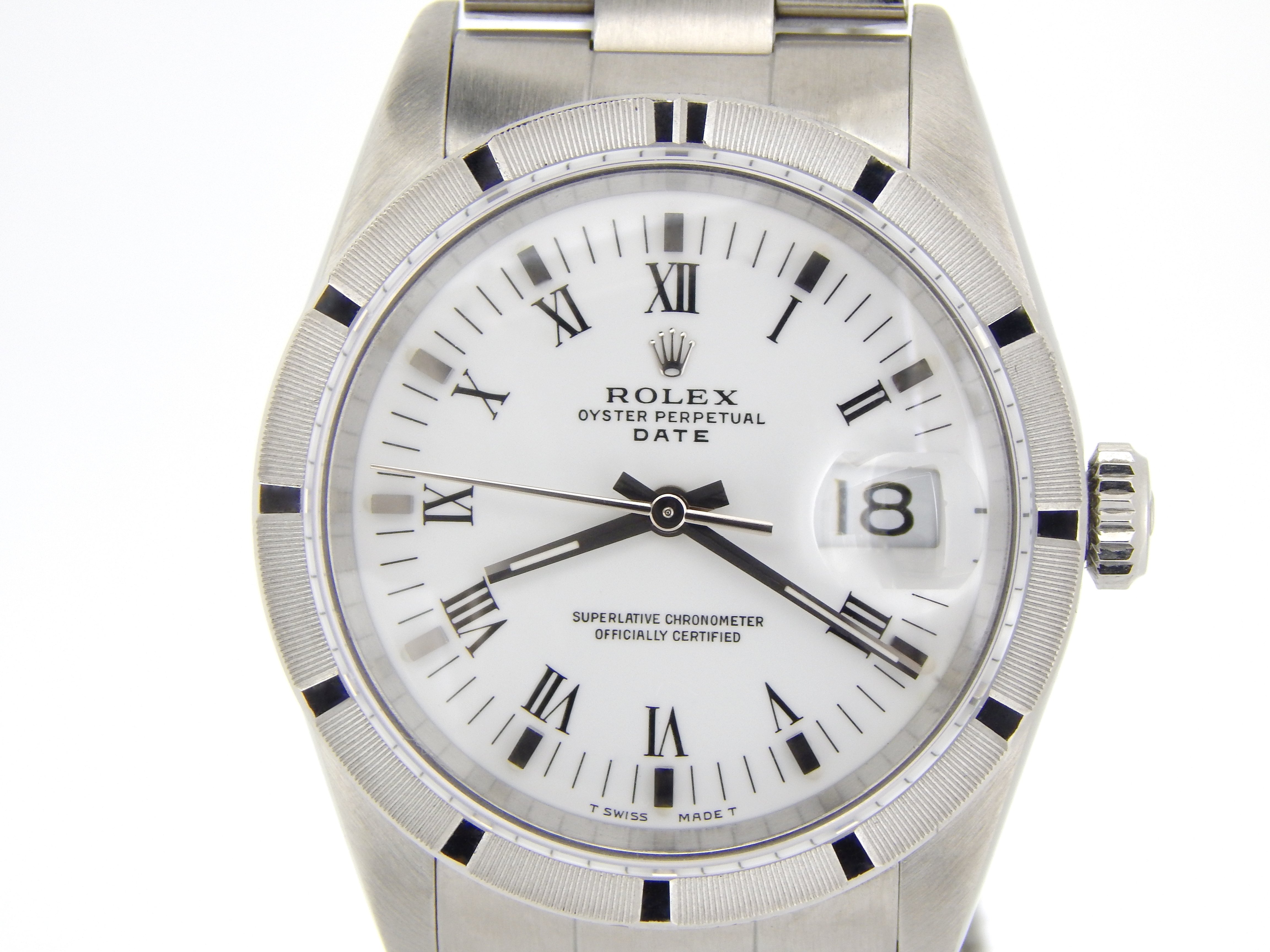 Mens Rolex Stainless Steel Date White Roman 15010 (SKU 8258883NMT)