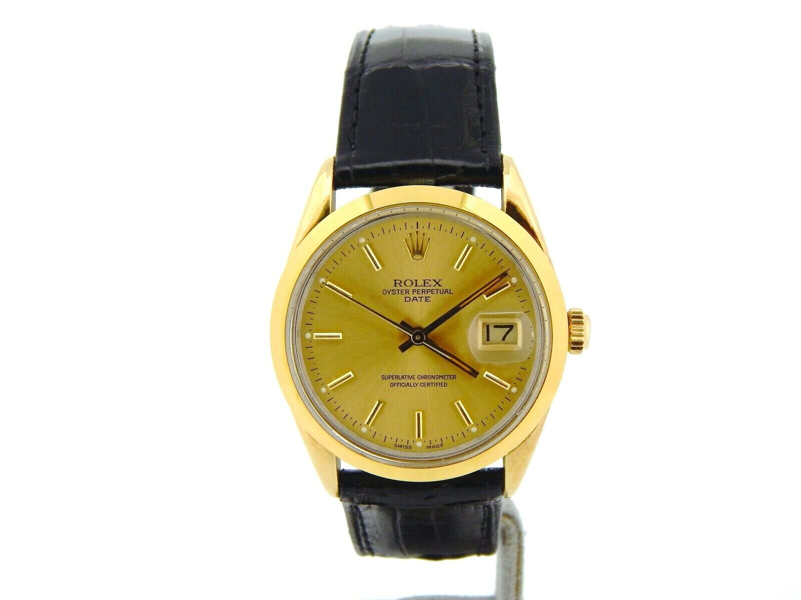 Mens Rolex 14K Gold Shell Date Model 15505 Watch with Champagne Dial ...