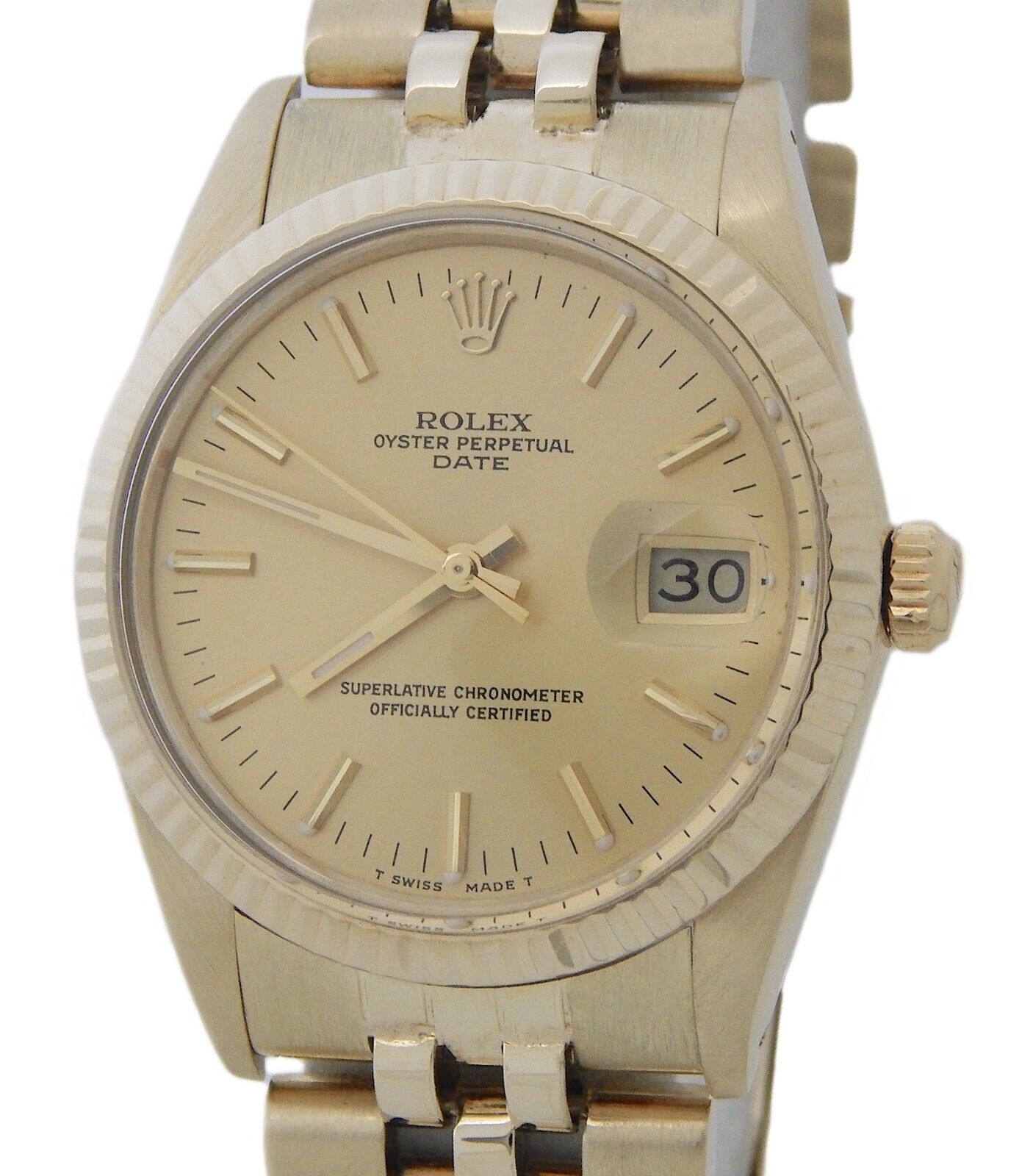 Mens Rolex 14K Yellow Gold Date Watch Quickset Model 15037 (SKU ...