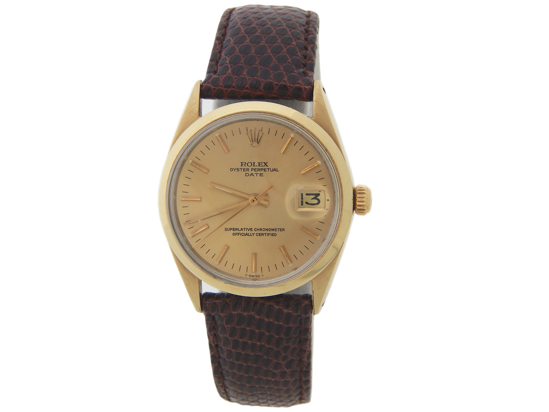 Mens Vintage Rolex 14K Gold Shell Date Watch Ref. 1550 with Gold ...